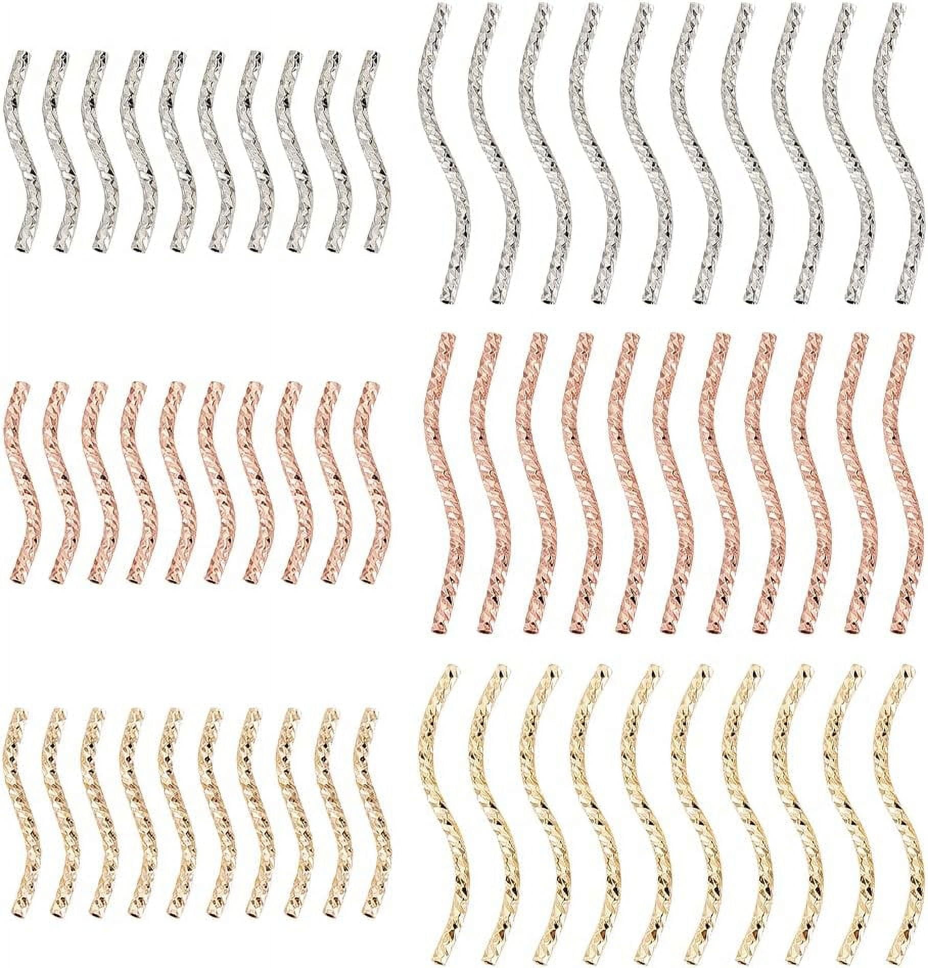 60Pcs 6 Style Rack Plating Brass Curved Tube Beads Long-Lasting Plated ...