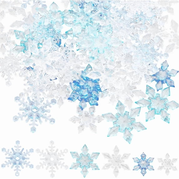 60Pcs 6 Styles Christmas Snowflake Beads Bulk Snowflake Shaped Bead ...