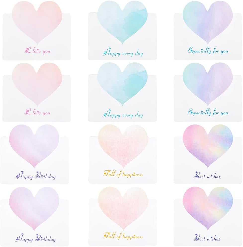 60Pcs 6 Styles Heart Greeting Cards Love Design Letter Writing ...