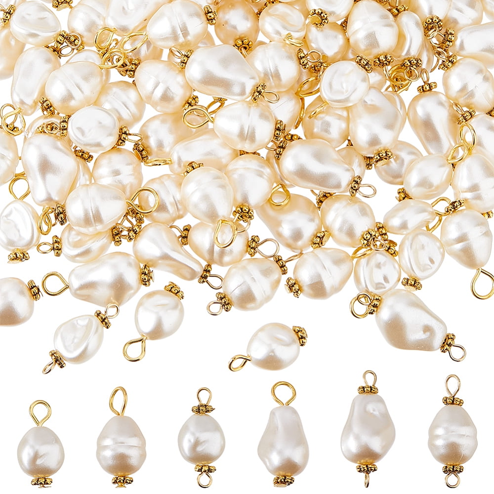 60Pcs 6 Styles Plastic Pearl with 304 Stainless Steel Pendants ...