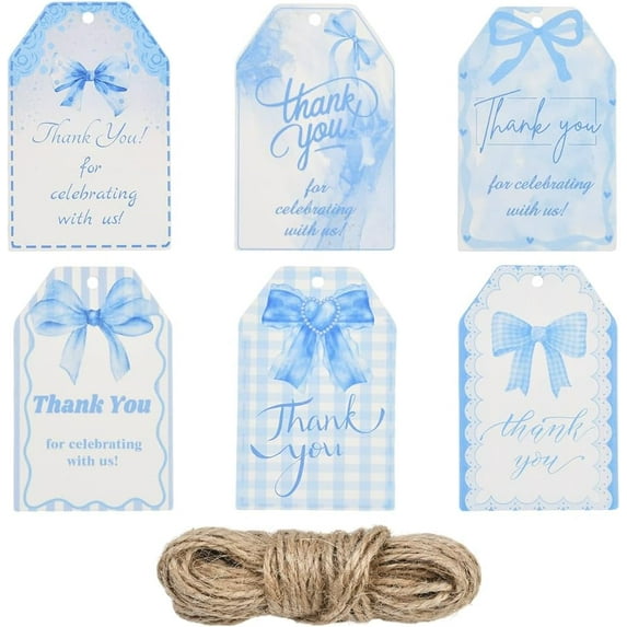 60Pcs 6 Styles Thank You Labels Paper Hanging Tags with Hemp Rope Deep ...