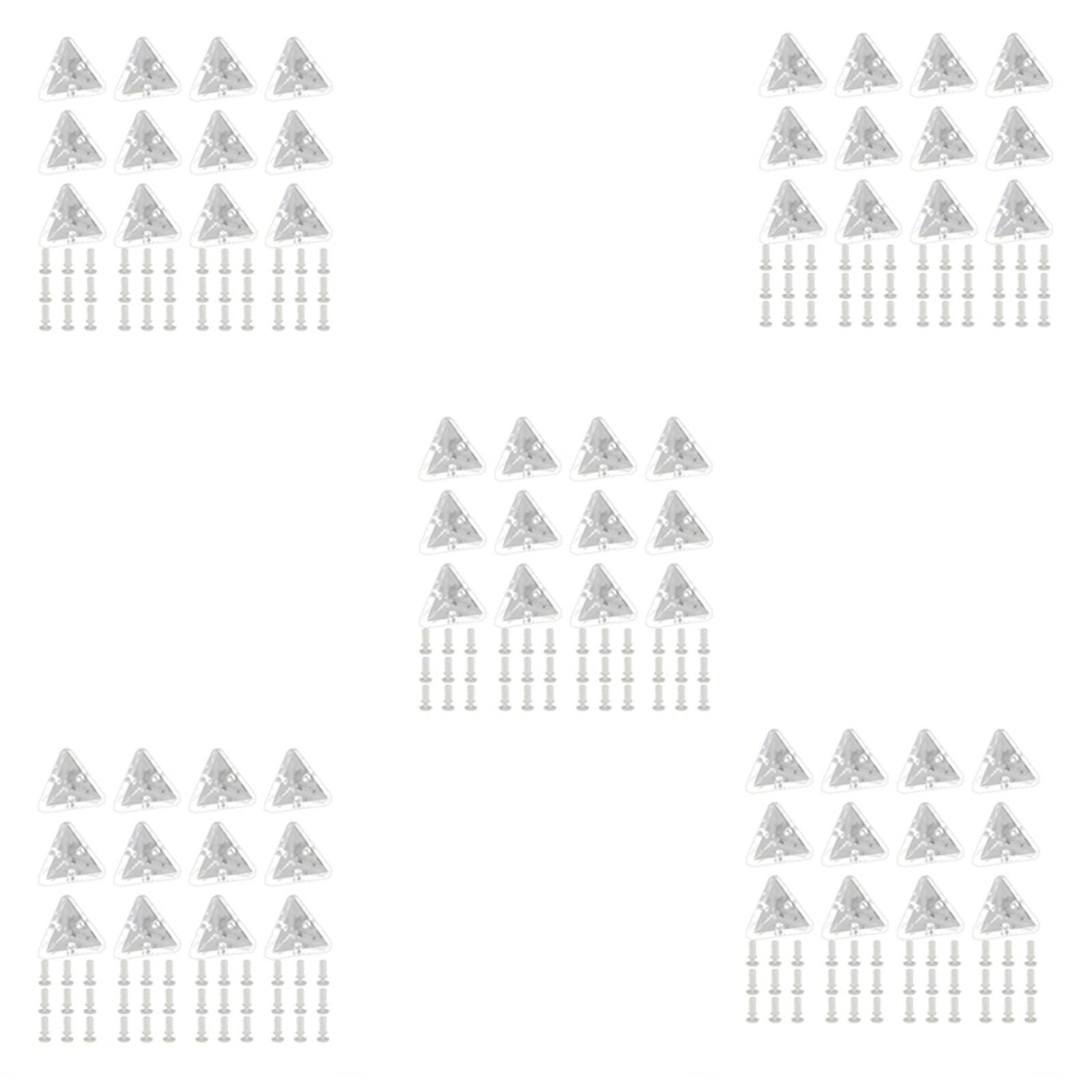 60Pcs Acrylic Corner Brackets with Semitransparent Screws Clear 3-Hole ...