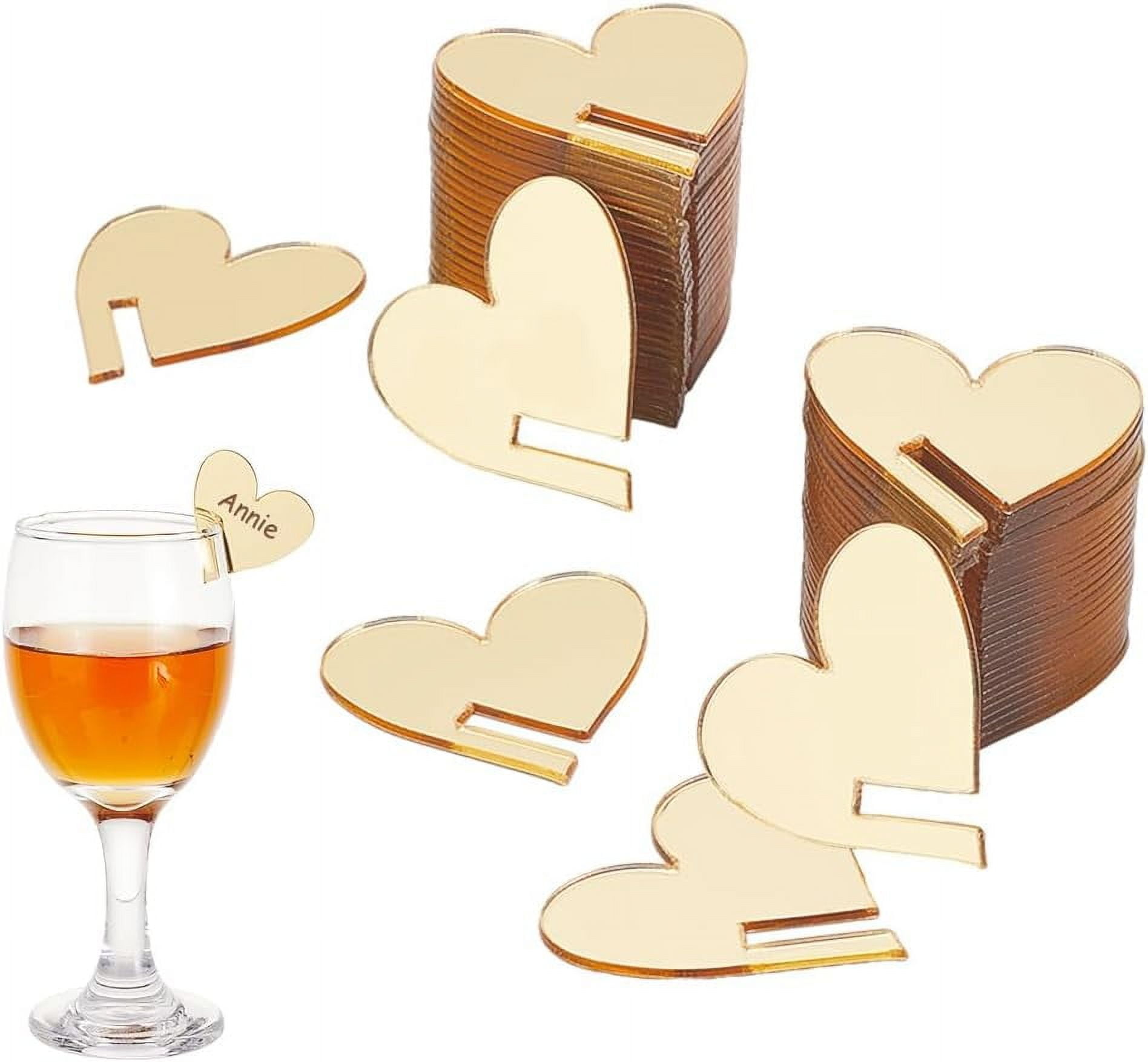 60Pcs Acrylic Display Stands for Tag Display Heart Gold 32x31.5x2.57mm ...