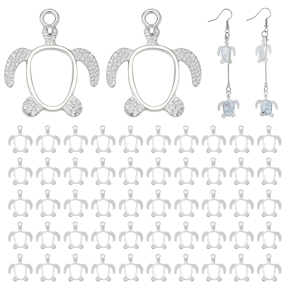 60Pcs Alloy Open Back Bezel Pendants For DIY UV Resin Epoxy Resin ...