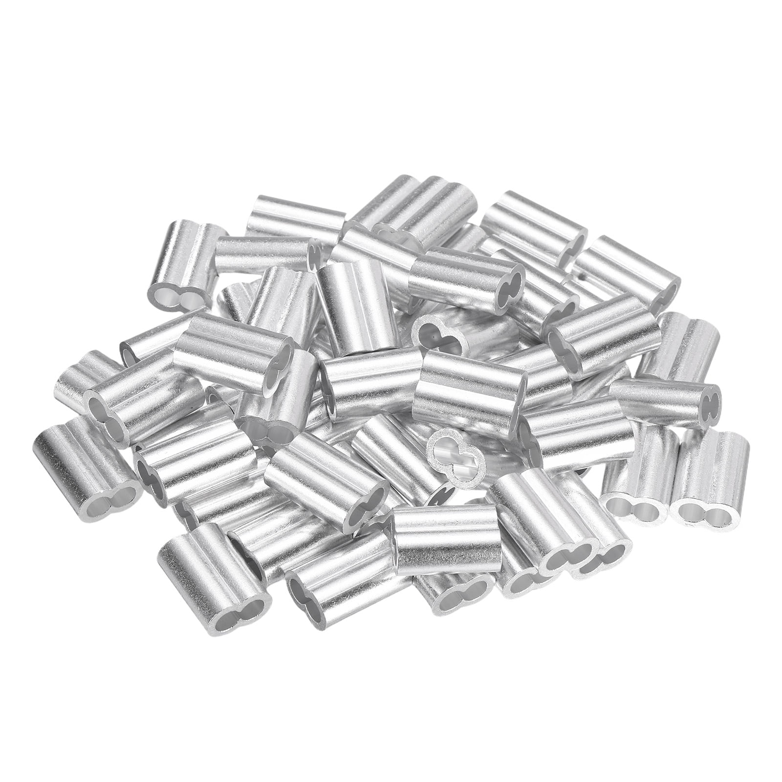 60Pcs Aluminum Crimping Loop Sleeve for 1/4" Diameter Wire Rope, Double ...
