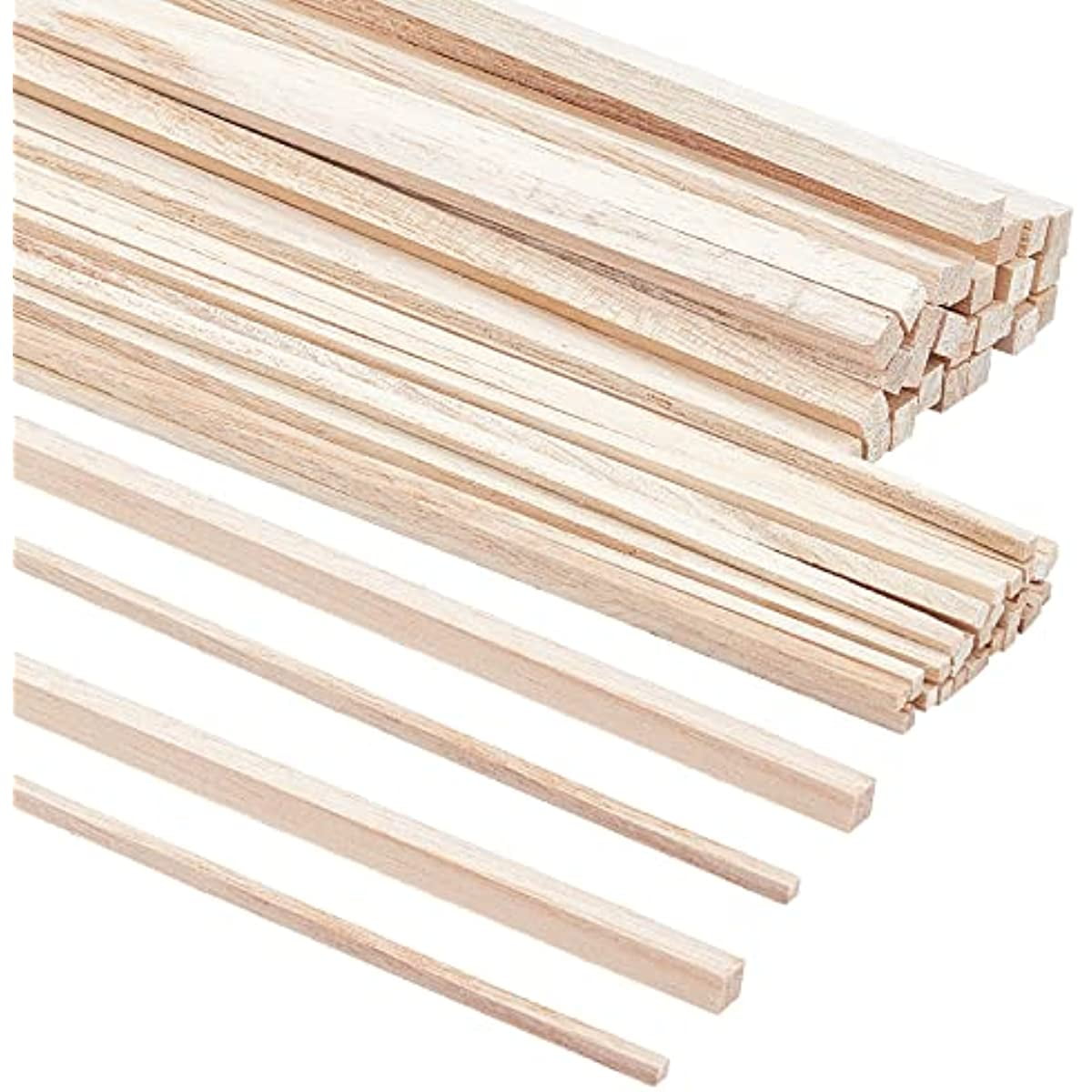 60Pcs Balsa Wood Sticks 12 inch Long Unfinished Wooden Strips Square ...