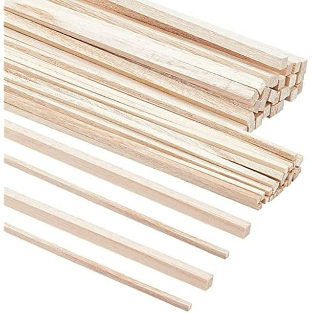 60Pcs Balsa Wood Sticks 12 inch for DIY Molding Crafts, Large Hobby Art ...