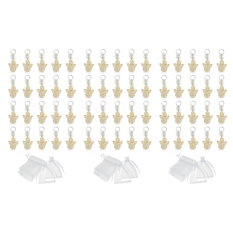 60Pcs Baptism Angel Key Ring Baptism Wood Keychain Baptism Favor ...