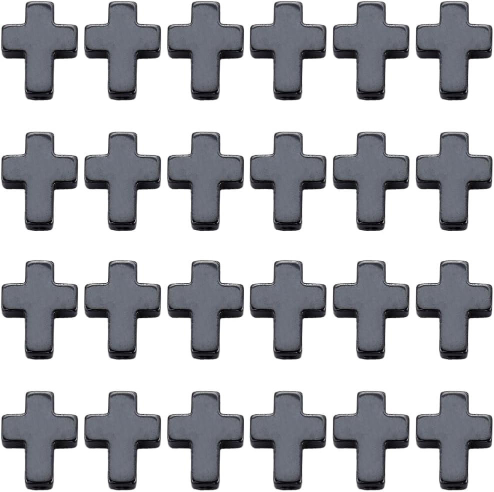 60Pcs Beads Bulk Crucifix Bead Hematite Black Vacuum Plating Loose Holy ...
