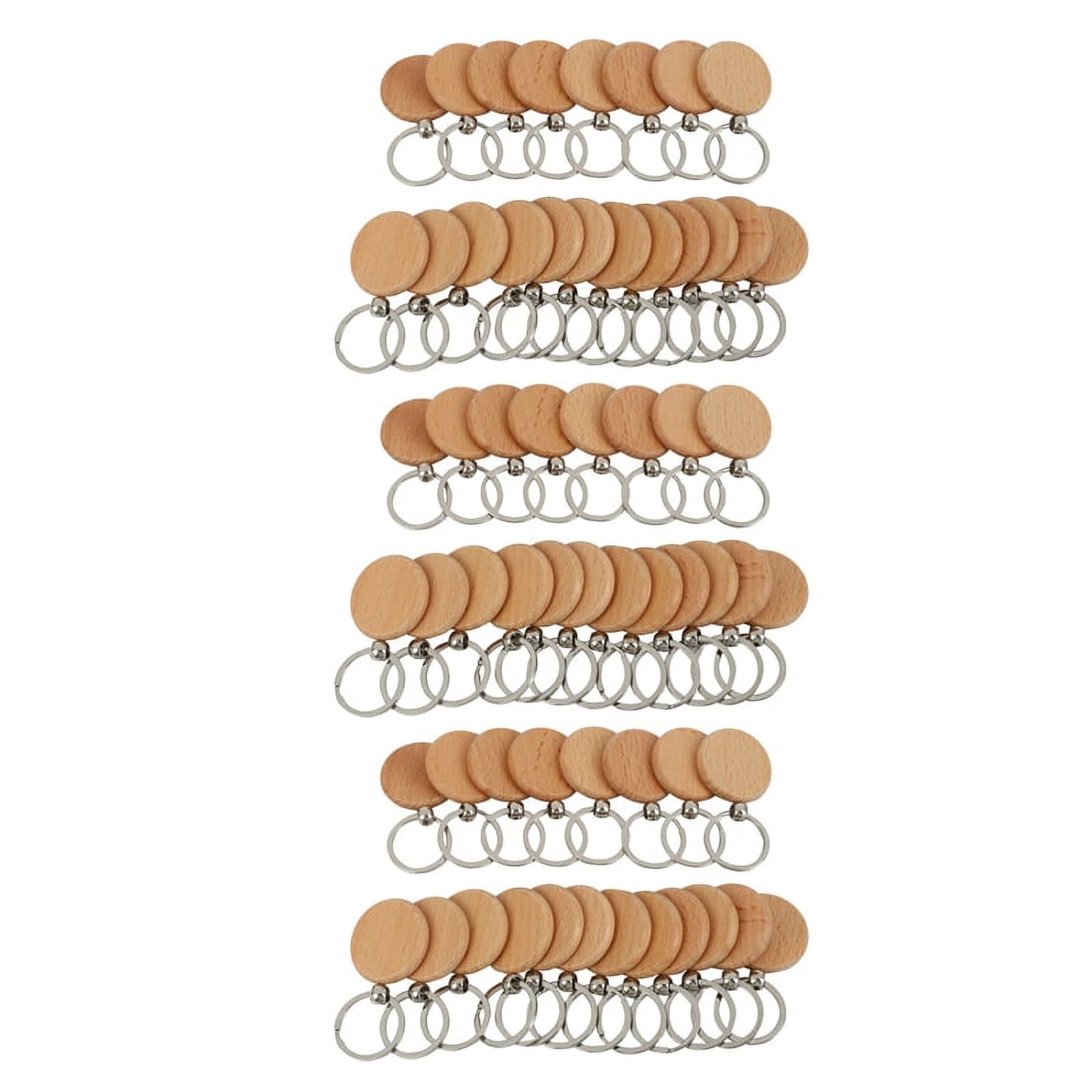 60Pcs Blank Round Wooden Keychain DIY Wooden Keychain Key Tag - Walmart.com