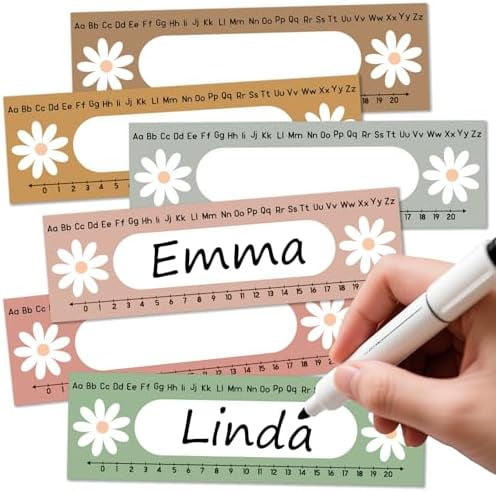 60Pcs Boho Daisy Classroom Name Plate for Back to School Desks Decor ...