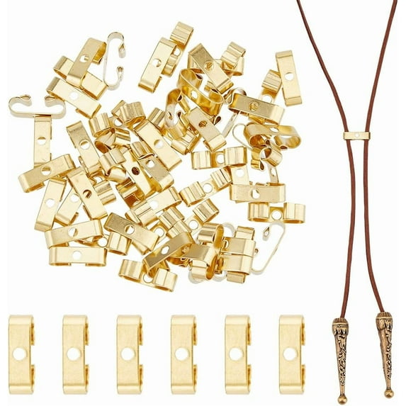 60Pcs Bolo Tie Slide Clasp Brass Bolo Tie Findings Rectangle Blank Bolo ...