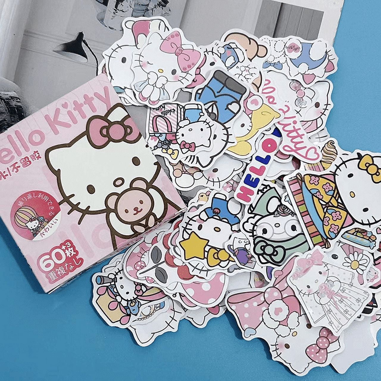 60pcs Box Kawaii Anime Stickers Sanrio Hello Kitty Kuromi Cinnamoroll