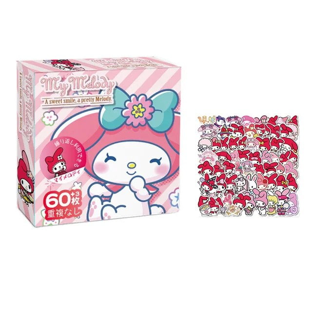 60pcs Box Sanrio Stickers Hello Kitty Kuromi Cinnamoroll Hand Account