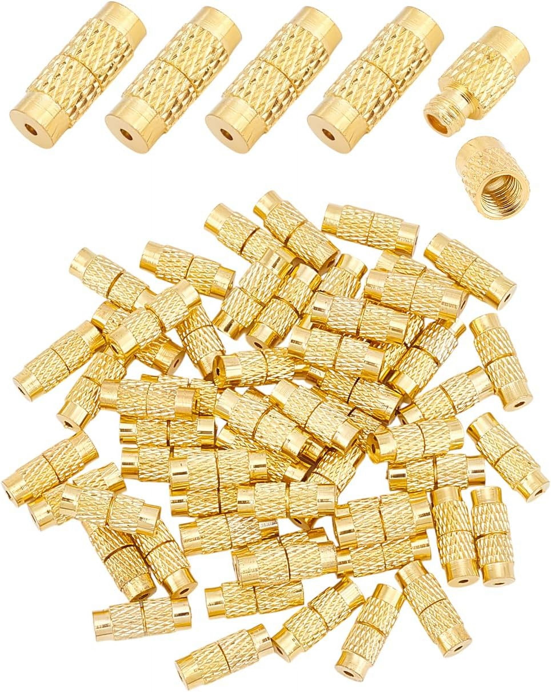 60Pcs Brass Screw Twist Clasps Barrel Tube Fastener Cord End Caps ...
