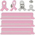 60Pcs Breast Cancer Awareness Lapel Pins Pink Ribbon Enamel Pins with ...