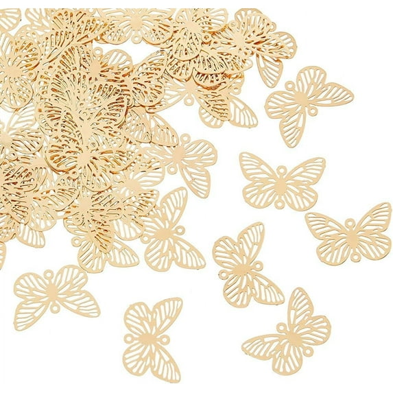 60Pcs Butterfly Filigree Connector Charms Butterfly Link Charms Double ...