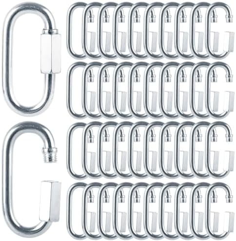 60Pcs Carabiner M6 Quick Link 6mm Chain Link, Galvanized Iron Chain ...