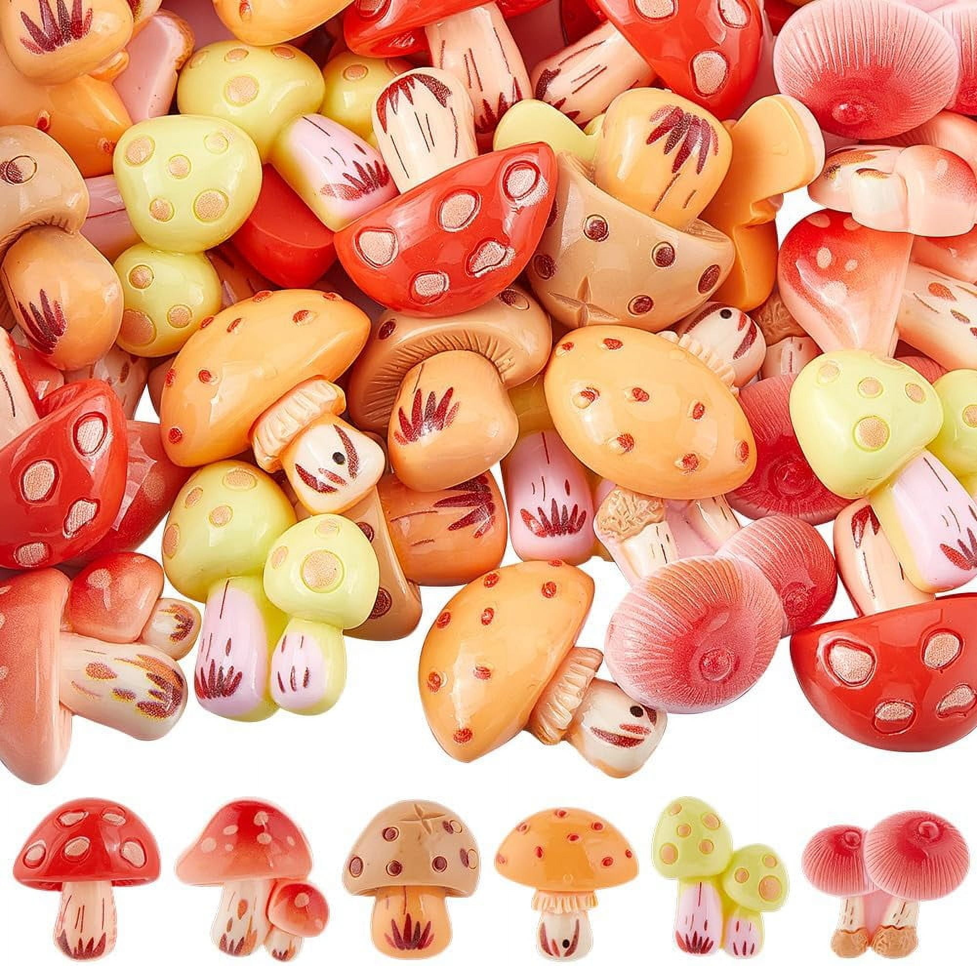 60Pcs Christmas Resin Flatback Charms Mini Mushroom Flatback Cabochons ...