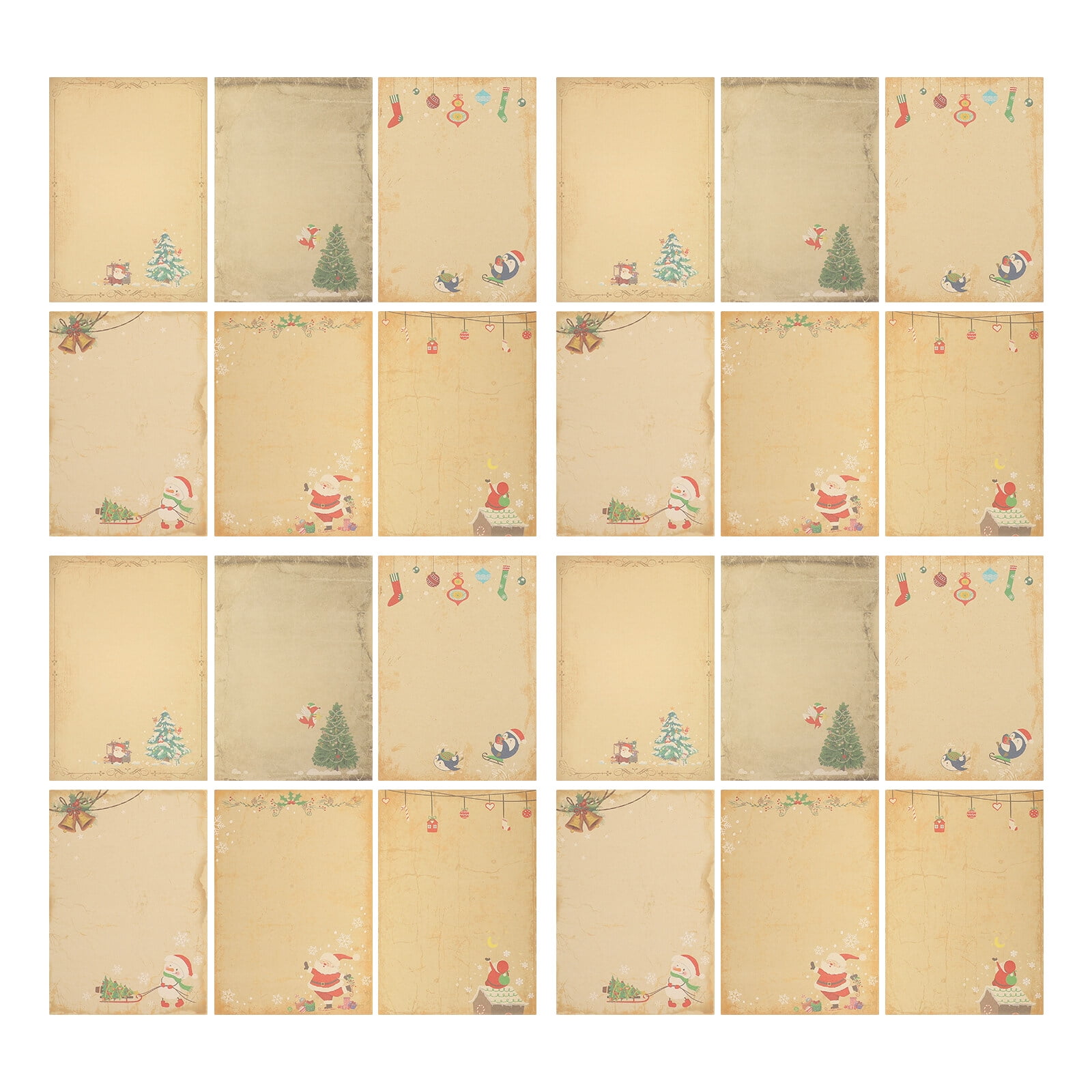 60Pcs Christmas Themed Retro Writing Papers Vintage Style Blessing ...