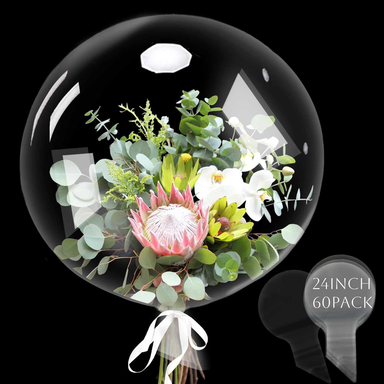 60Pcs Clear Balloons for Stuffing 24inch Wide Neck Large BoBo Balloons ...