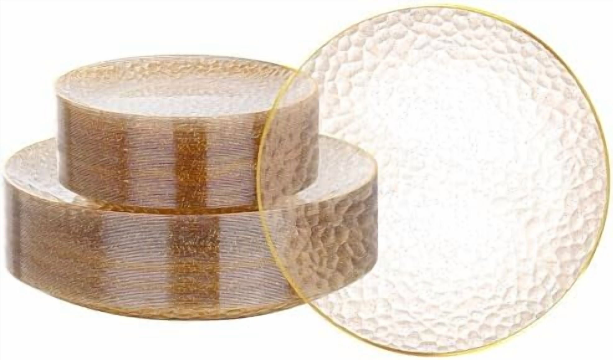 60Pcs Clear Gold Plastic Plates, Gold Glitter Disposable Plates ...