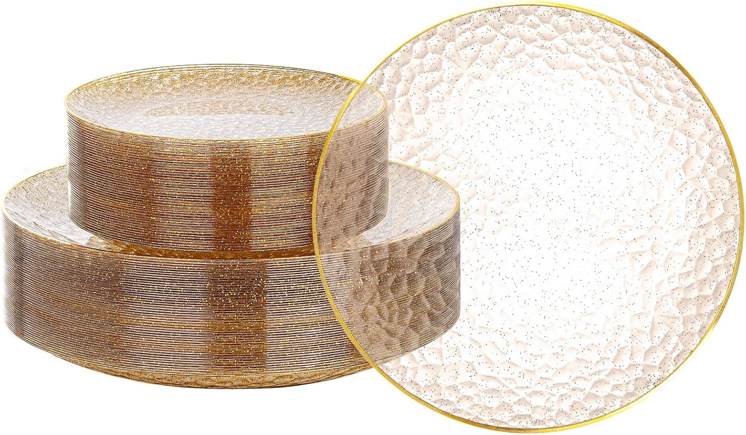 60Pcs Clear Gold Plastic Plates, Gold Glitter Disposable Plates ...