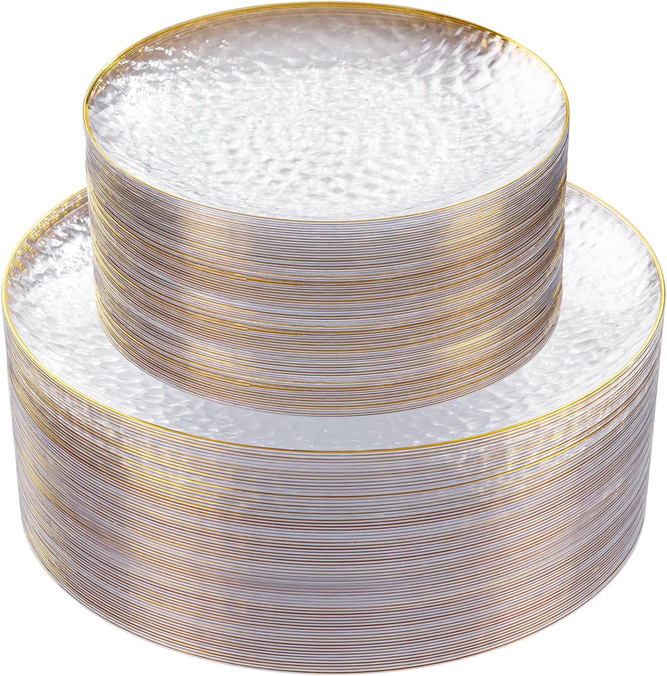 60Pcs Clear Plastic Plates,Clear Disposable Plates With Gold Rim,Heavy ...