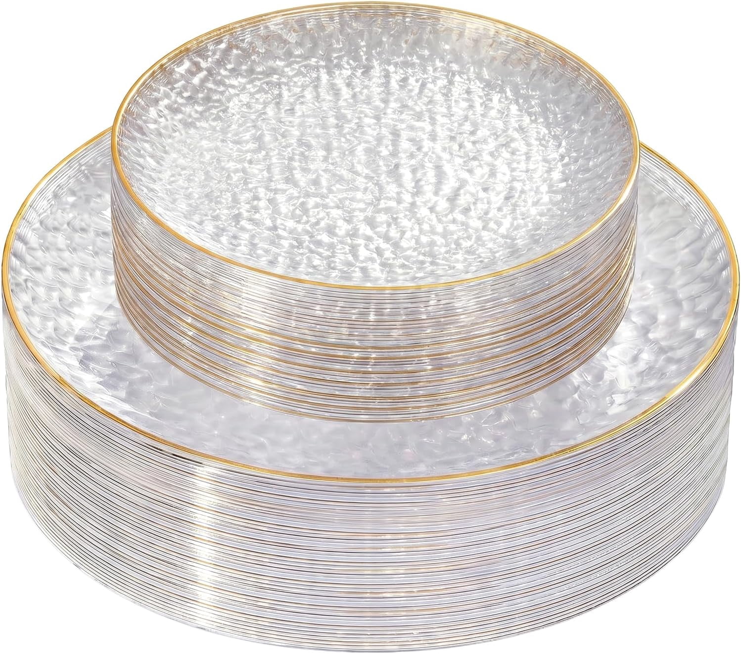 60Pcs Clear Plastic Plates,Clear Disposable Plates With Gold Rim,Heavy ...