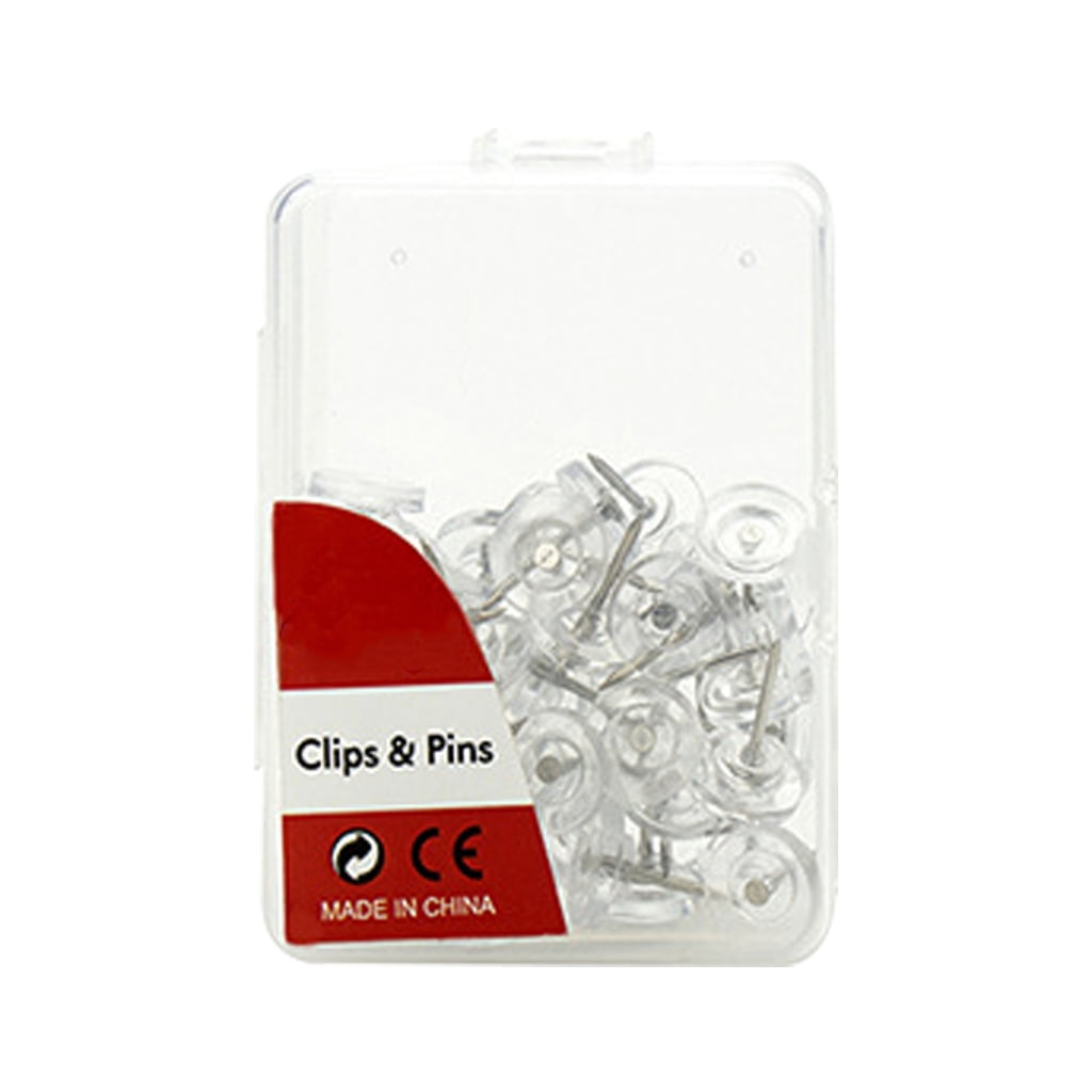 60Pcs Clear Round Flat Head Push Pin Decorative Thumbtacks Cork Notice ...