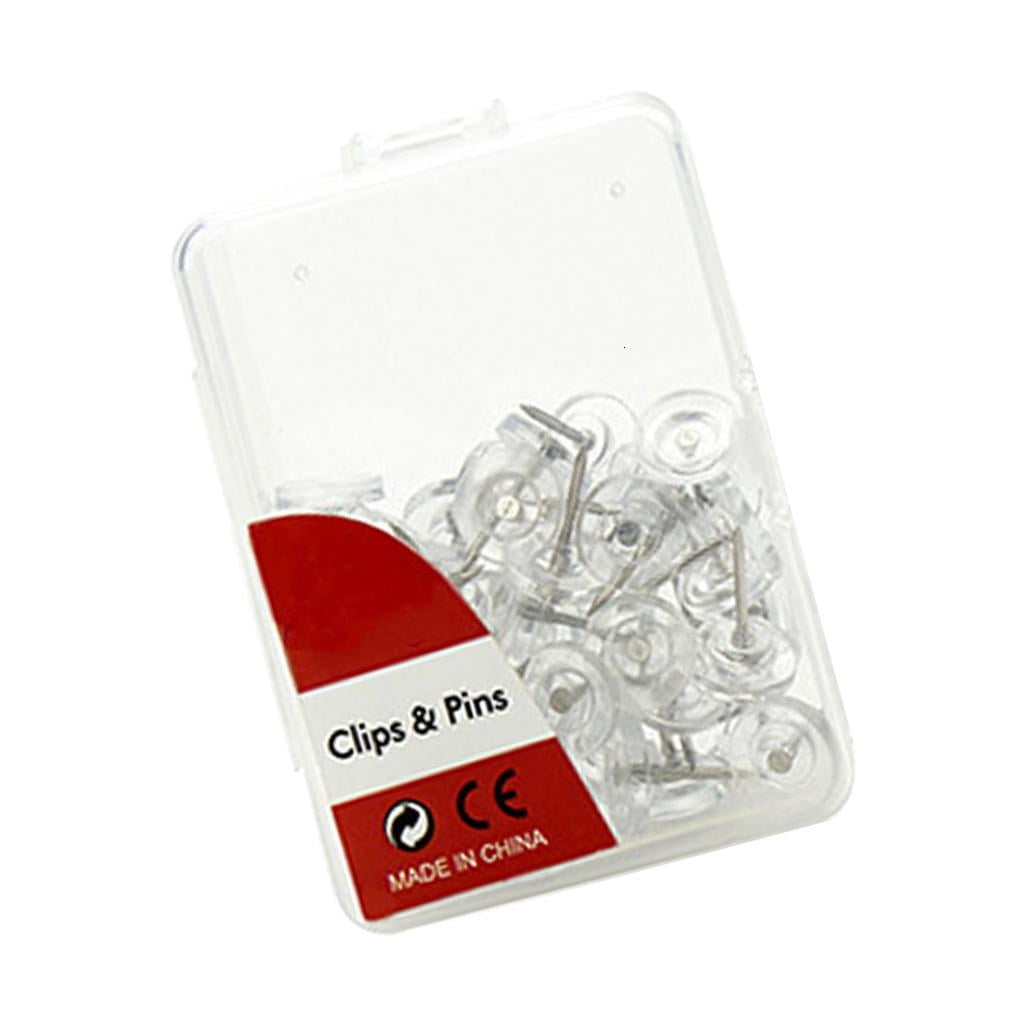 60Pcs Clear Round Flat Head Push Pin Decorative Thumbtacks Cork Notice Board Pin with Case for ...