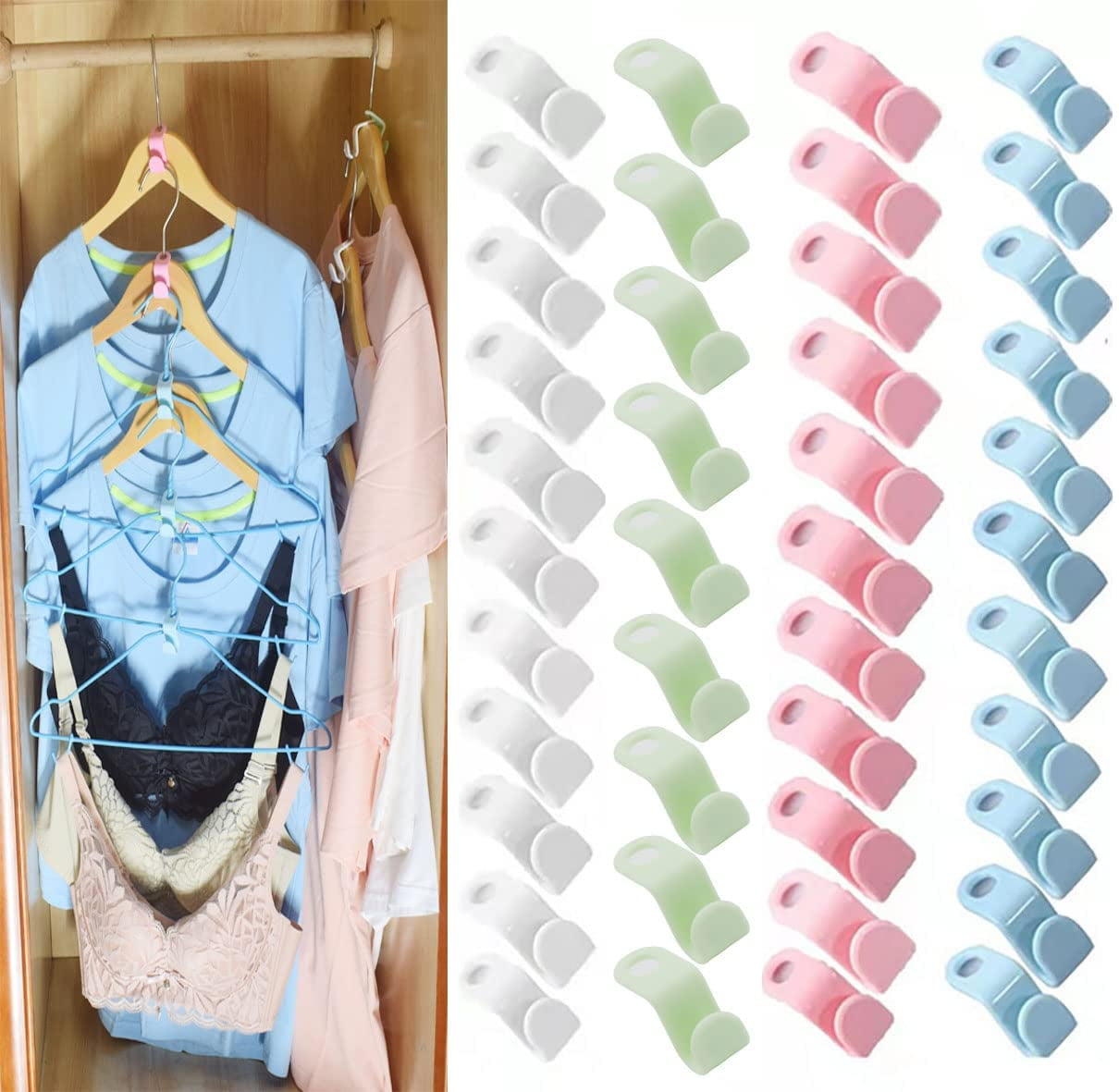 60Pcs Clothes Hanger Connector Hooks, Mini Cascading Hanger Hooks for ...