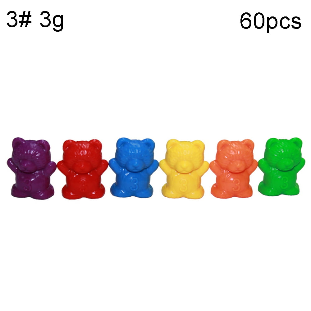 60Pcs Colorful Bear Shape Counters Toy Counting Numbers Classroom ...