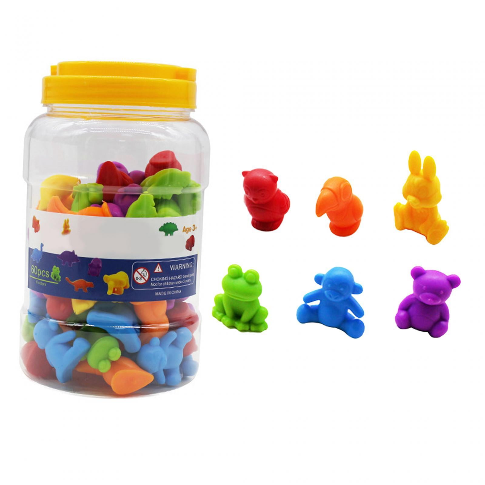 60Pcs Counting Animals Toys Rainbow Counting Animal Learning ...