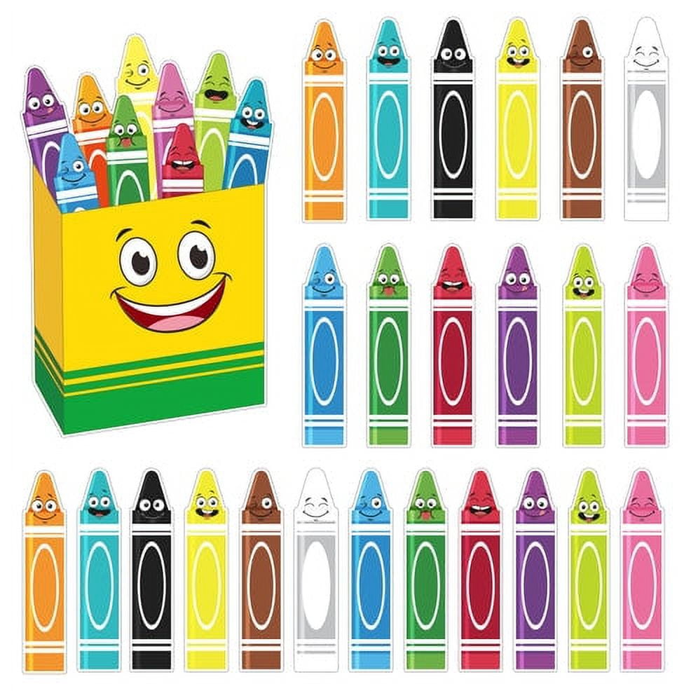 60Pcs Crayon Cut-Outs Crayon Back to School Name Tag Classroom Bulletin ...