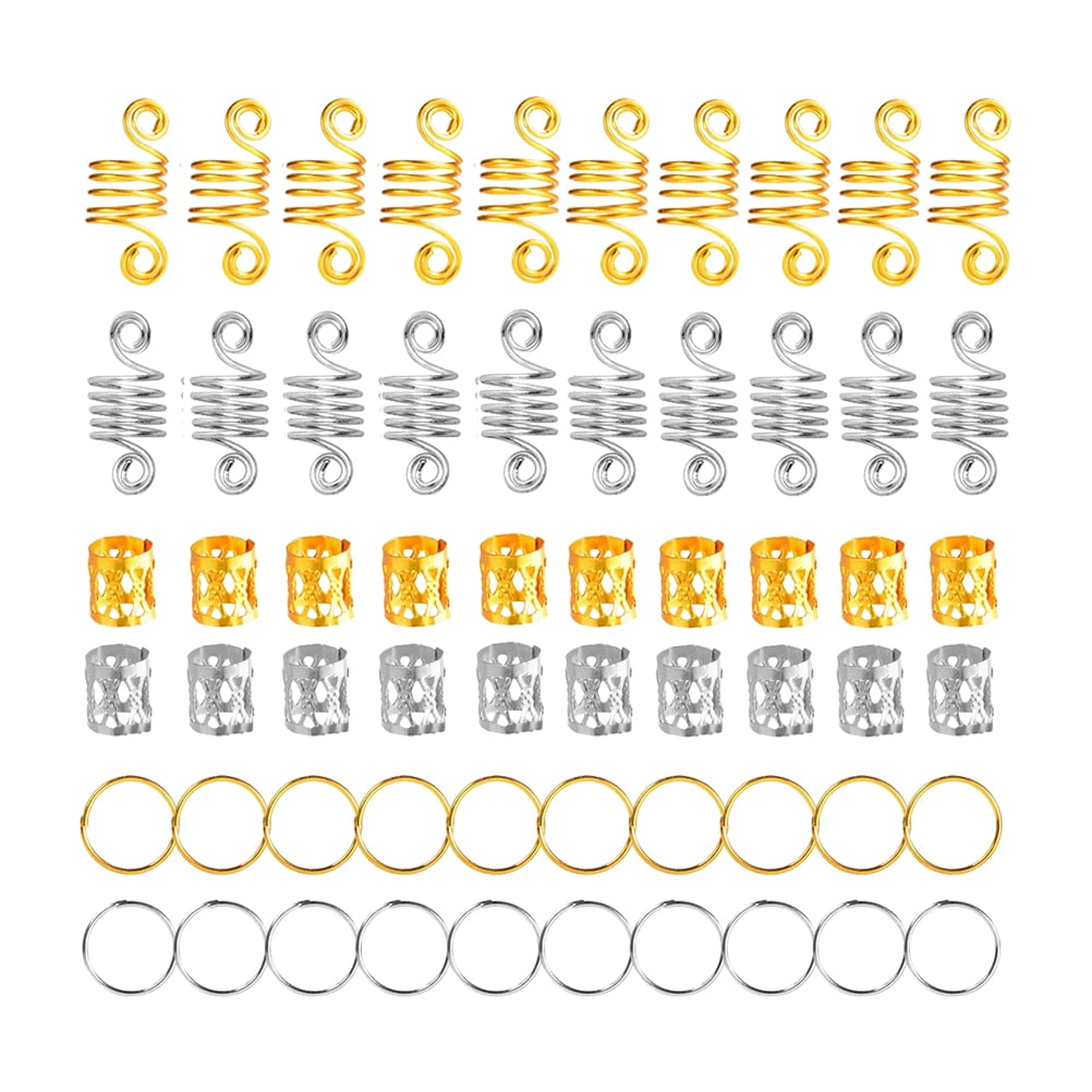 60Pcs Creative Dreadlocks Ring Hair Braid Rings Delicate Hair Cuffs ...