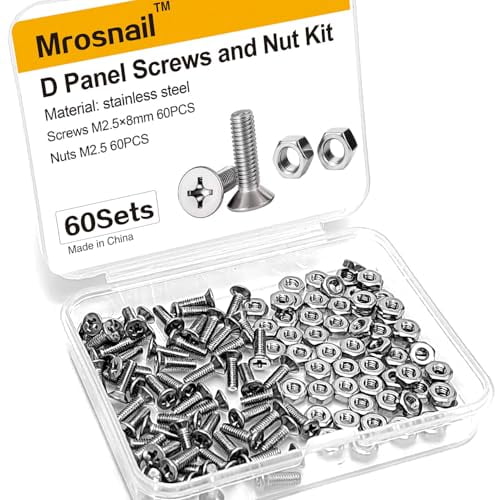 60Pcs D Series Panel & Nut Kit, Stainless Steel M2.5 x 8mm for Audio ...