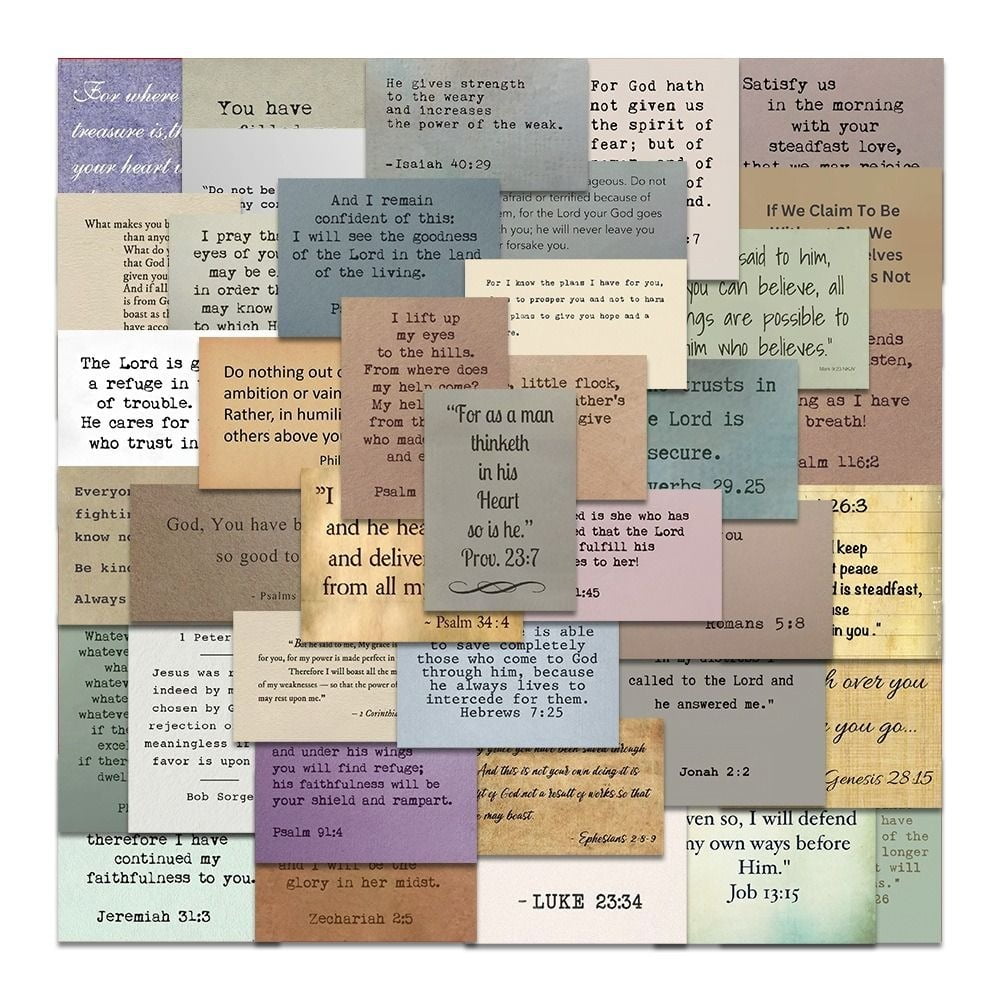 60Pcs DIY Christian Bible Verse Says Inspirational Waterproof Vintage ...
