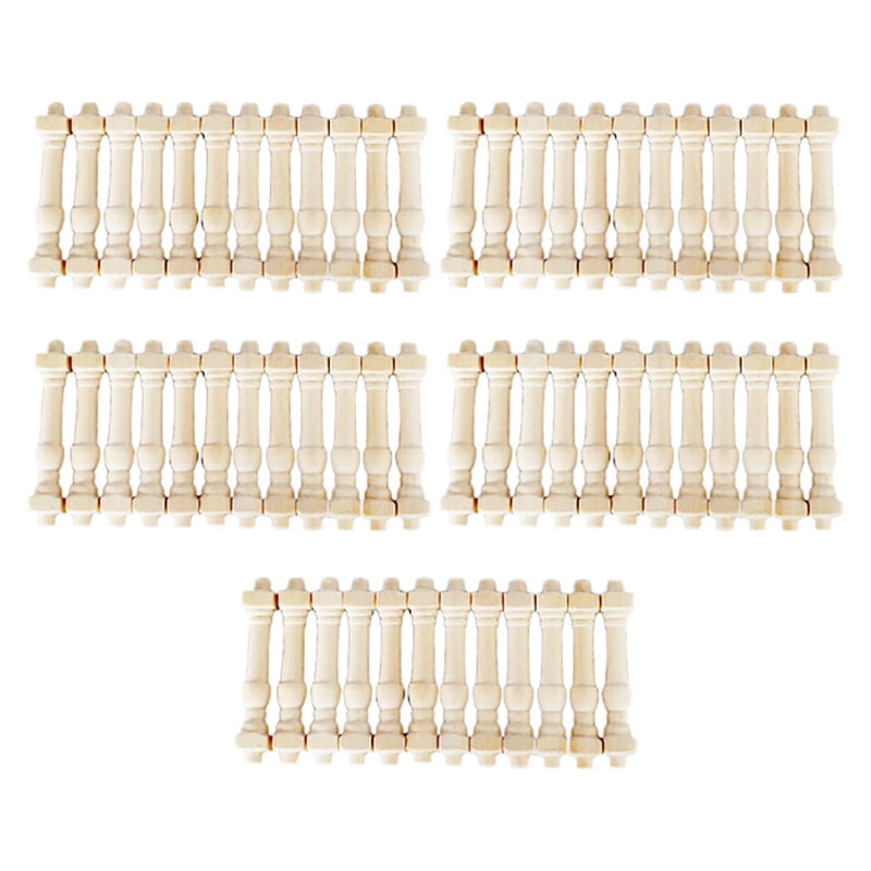60Pcs DIY Spindles Balusters Wooden Dollhouse Miniature 1/12 Scale ...