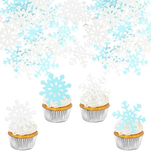 60Pcs Edible Snowflake Cupcake Toppers Snowflake Cake Picks Winter ...