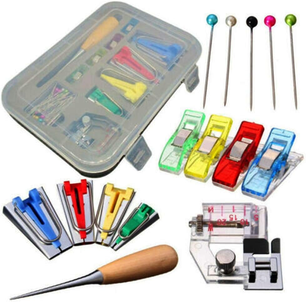 60Pcs Fabric Bias Binding Tape Maker Kit with Awl Craft Sewing ...