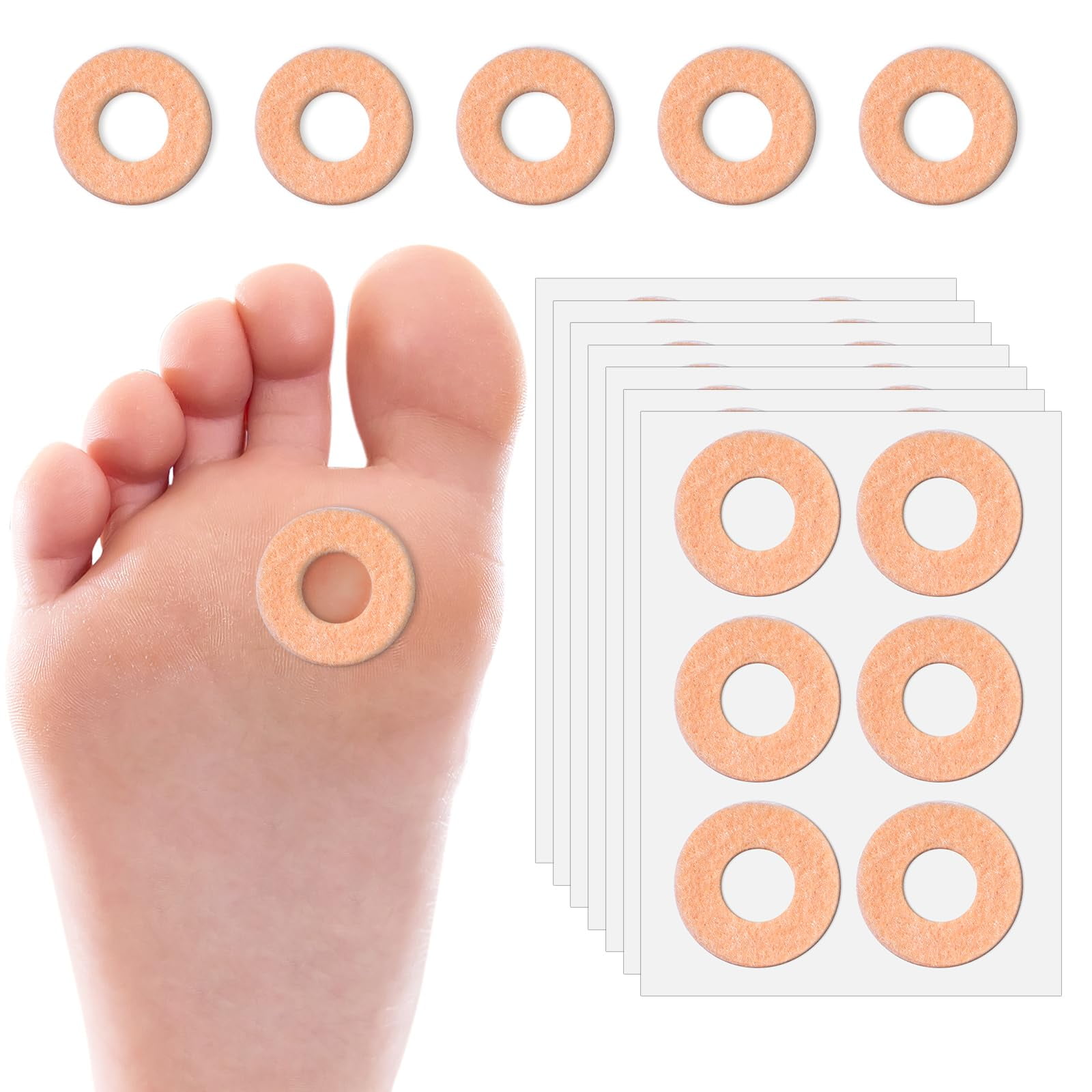60Pcs Felt Callus Cushions for Bottom of Feet, 1.4" Self Adhesive ...