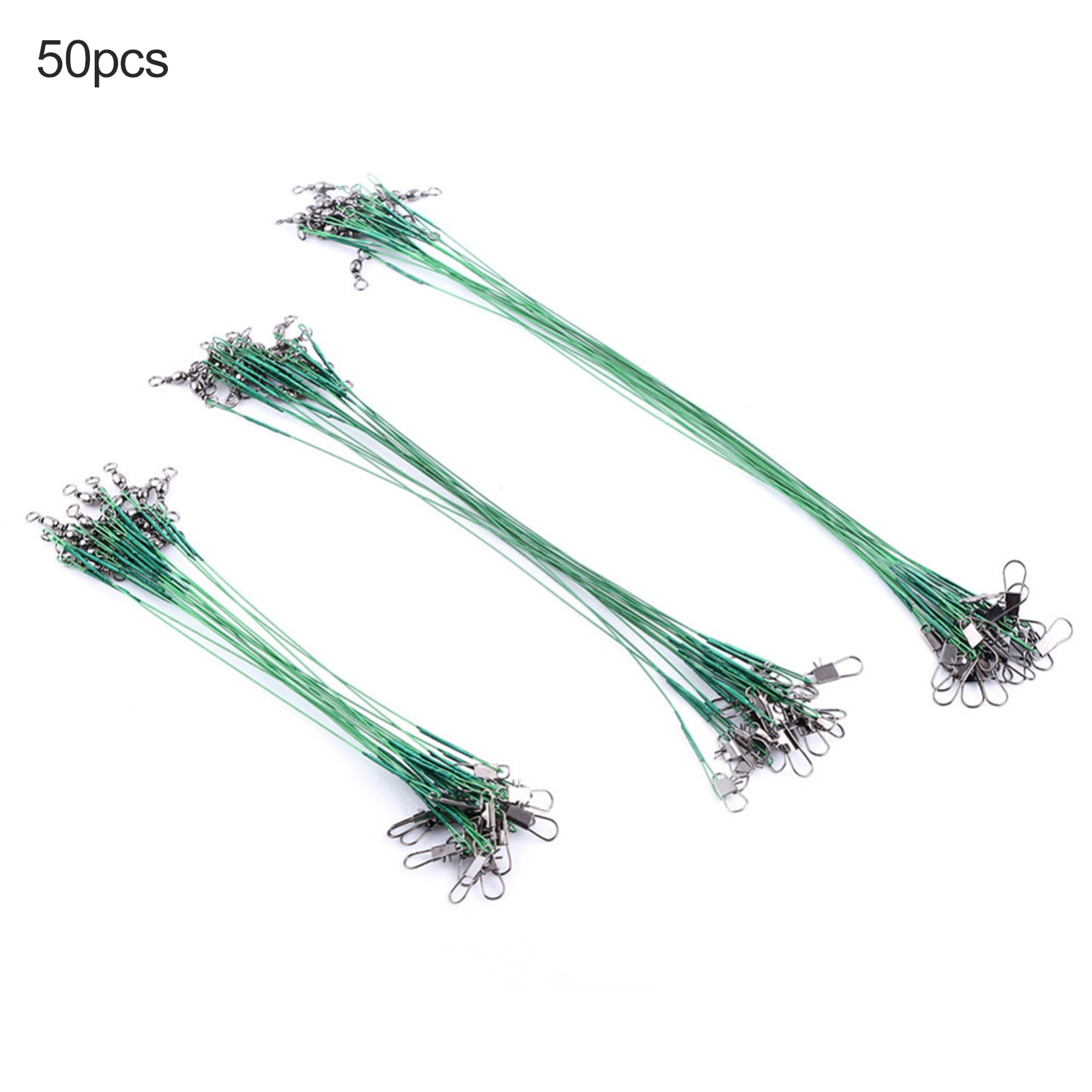 60Pcs Fishing Wire Leaders Heavy Duty with Snap Swivel Stainless Steel ...