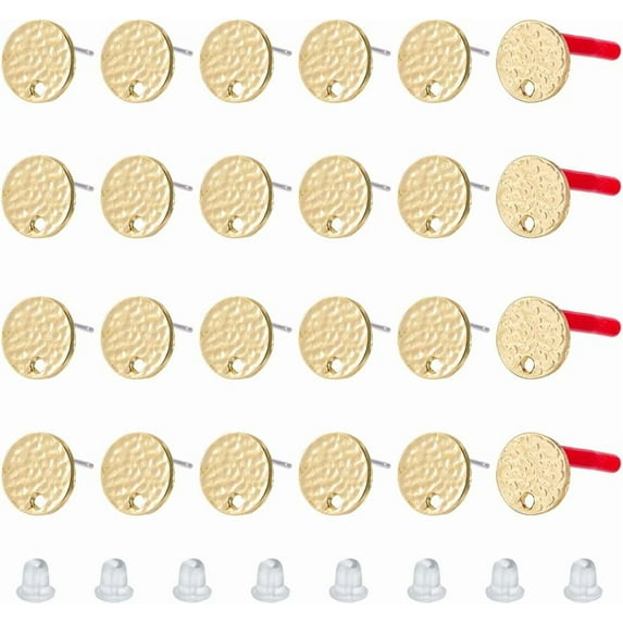 60Pcs Flat Round Earring Studs Alloy Stud Earring Findings with Loop ...