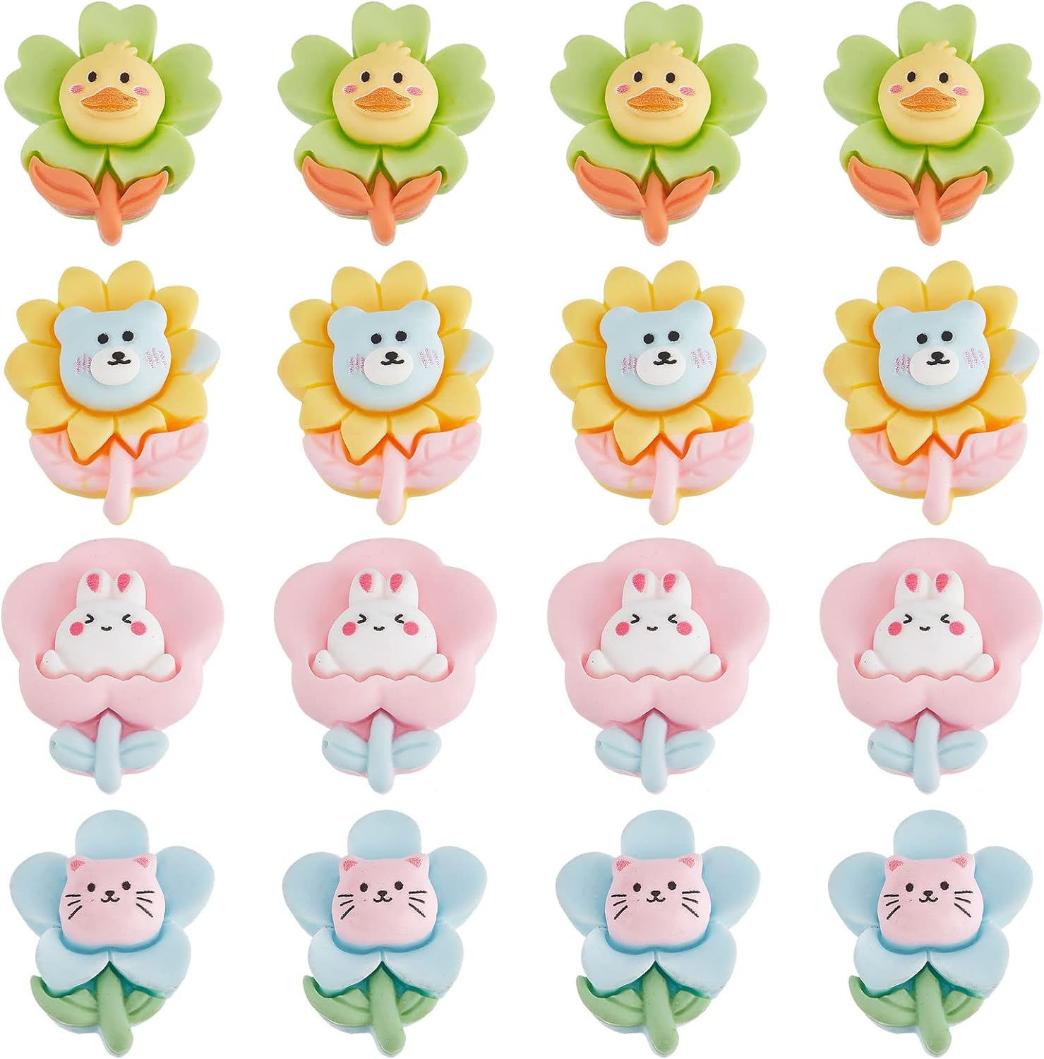 60Pcs Flower Flatbacks Resin Flower Cabochons Flatback Sun Flat Back ...