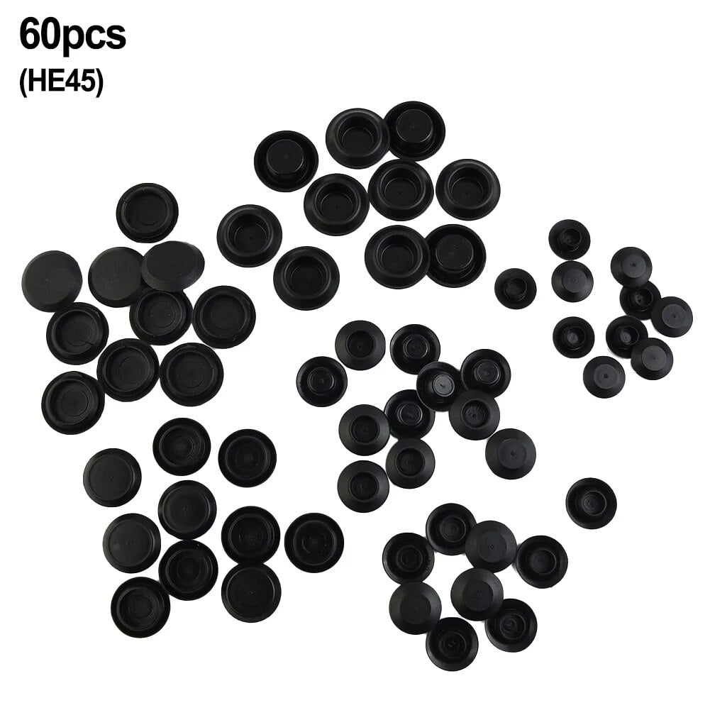 60pcs Flush Mount Black Plastic Hole Plug Assortment Auto Body Sheet