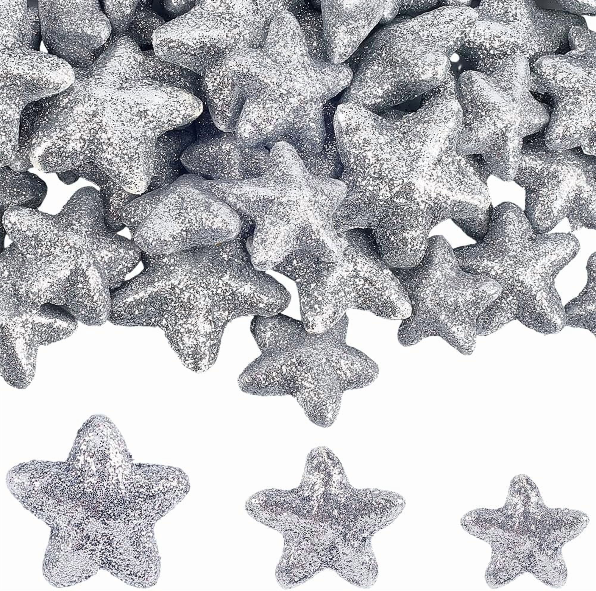 60Pcs Glitter Foam Star Vase Filler Star Foam Shapes Table Decor Silver ...