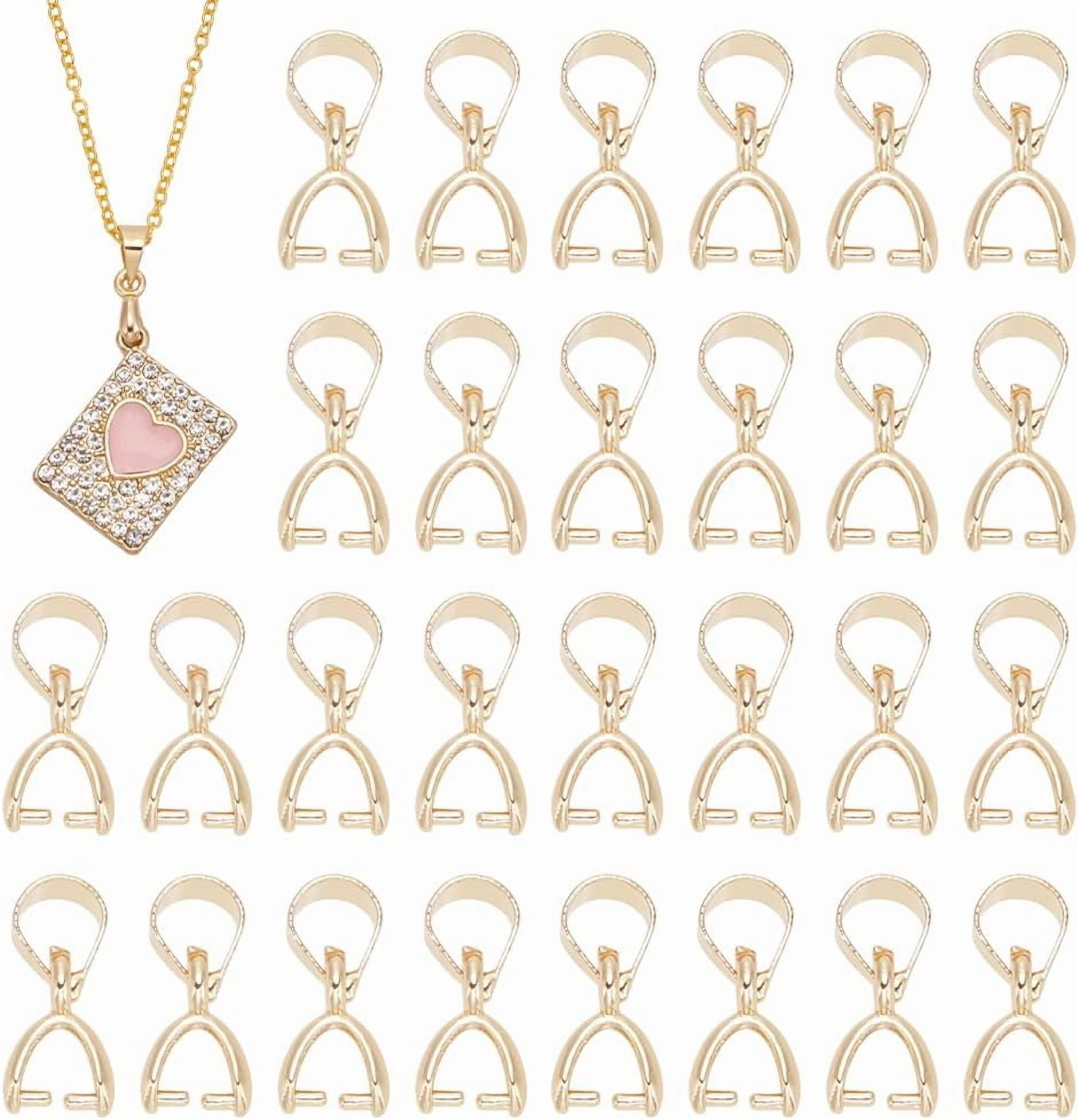 60Pcs Golden Snap On Bails Charm Ice Pick Pinch Bails Connectors Metal ...