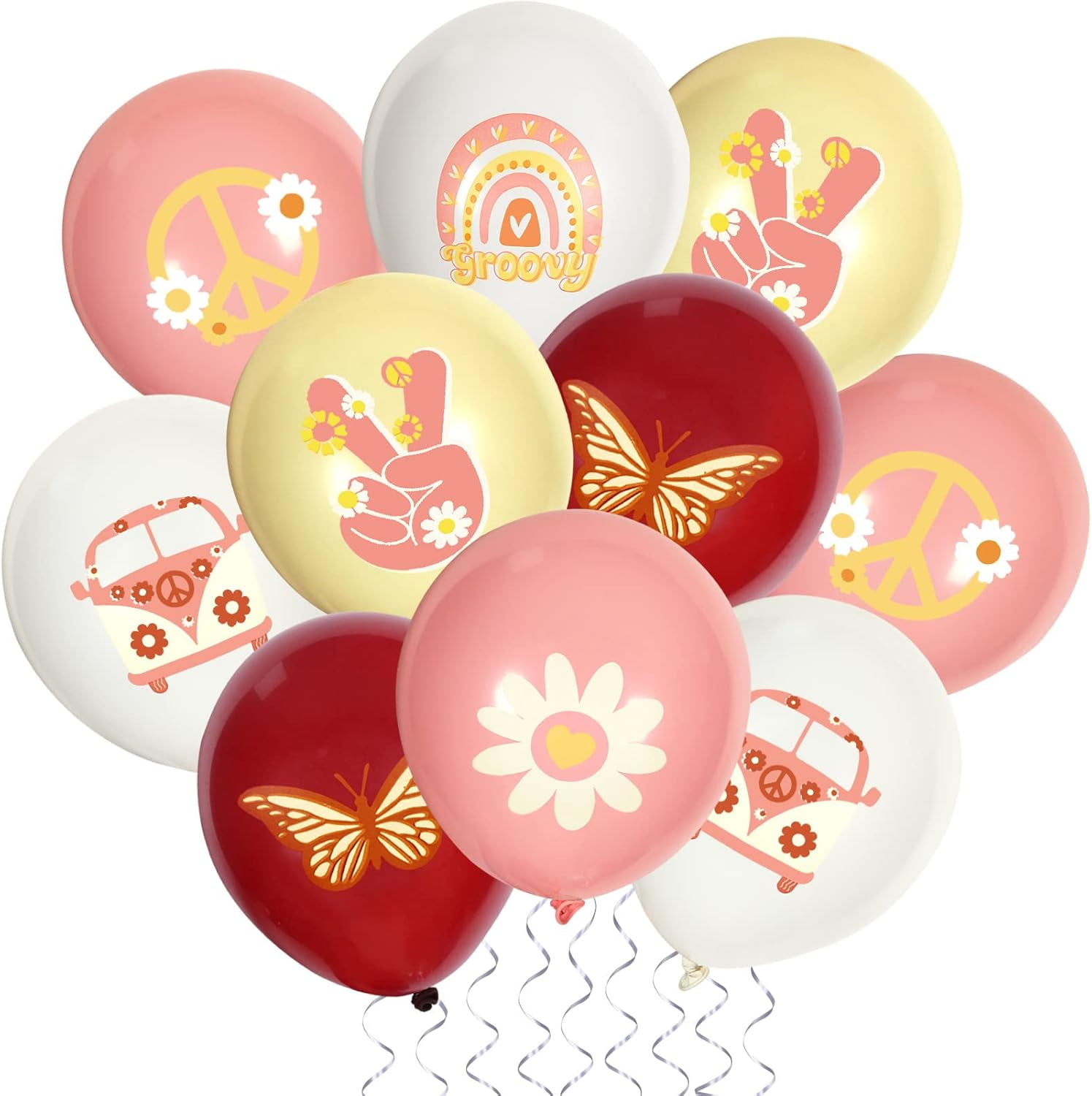 60Pcs Groovy Retro Hippie Boho Balloons Groovy Daisy Party Balloons ...