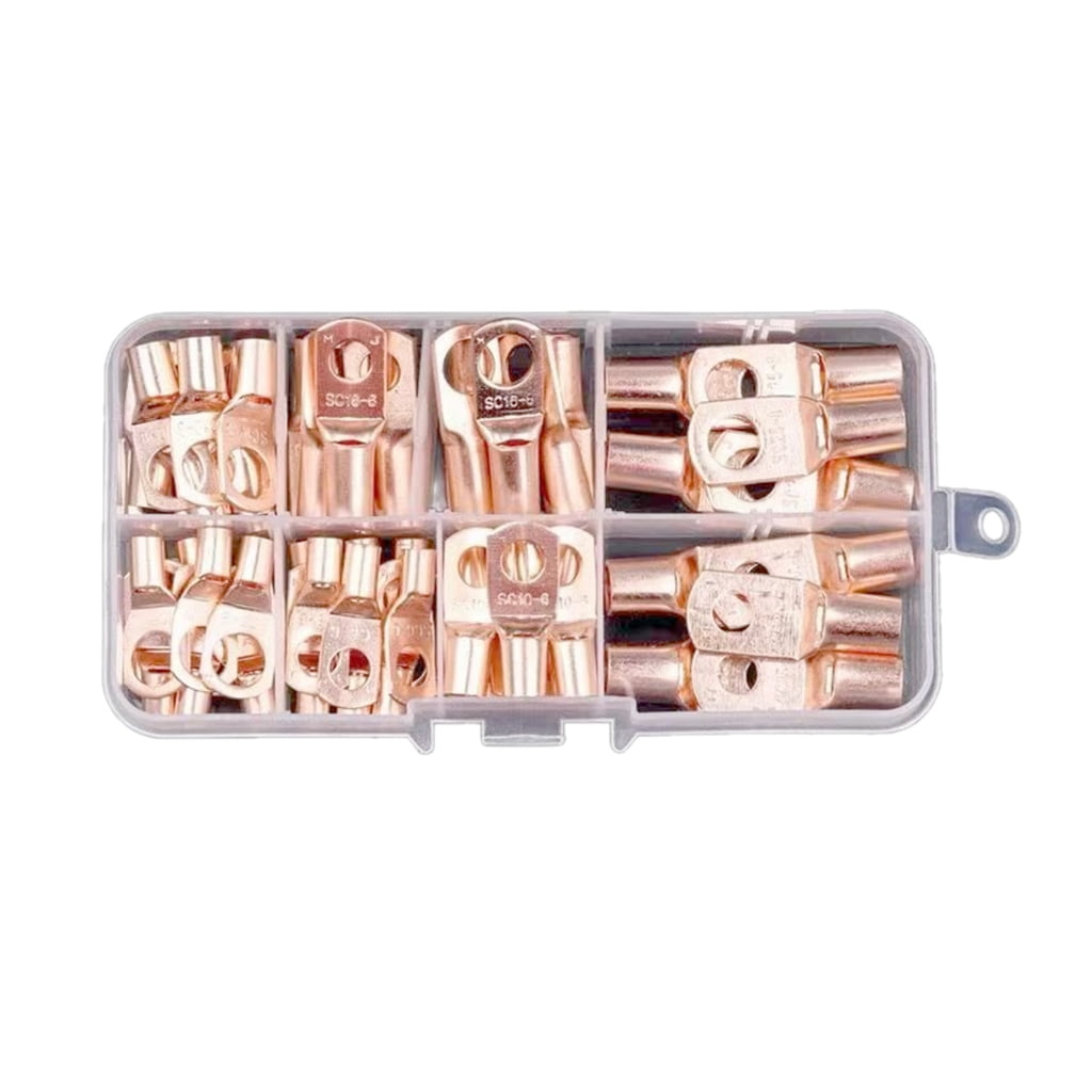 60Pcs Heavy Duty Copper Wire Lugs Rings Terminals Battery Cable Lugs ...